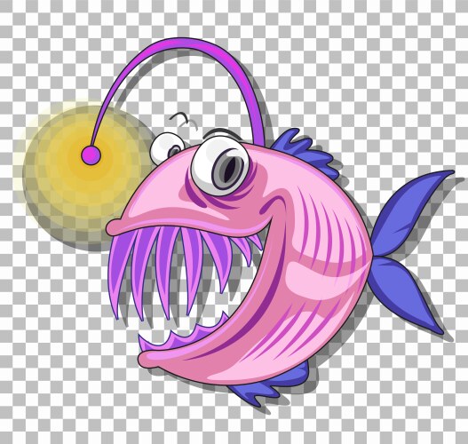 Angler fish cartoon character isolated Royalty Free Vector