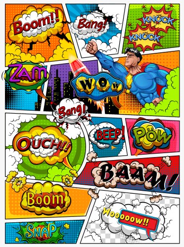 Comic thunder effect on white background cartoon Vector Image