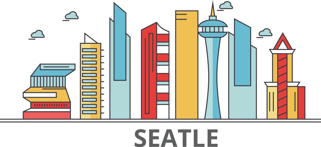 Seattle skyline Royalty Free Vector Image - VectorStock