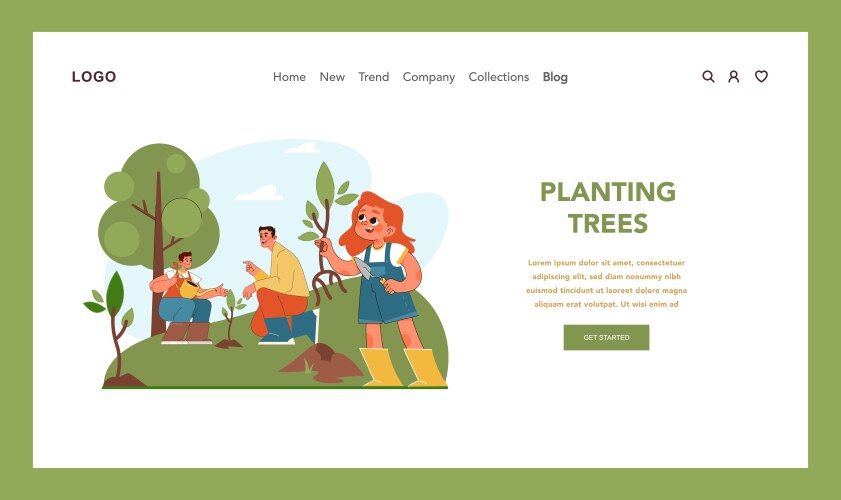 Tree planting concept flat Royalty Free Vector Image