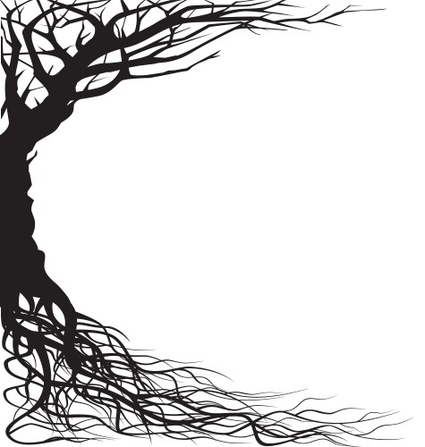 Tree with roots silhouette Royalty Free Vector Image