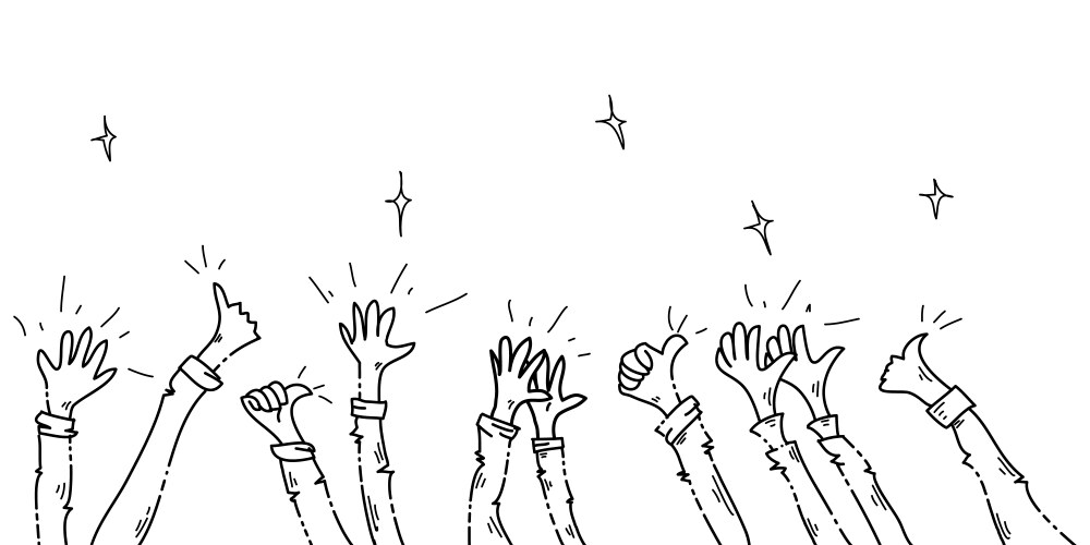 Doodle applause hands of people happy clapping Vector Image