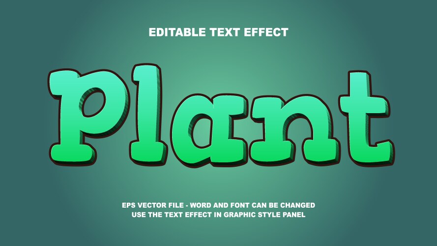 Editable text effect plant 3d template Royalty Free Vector