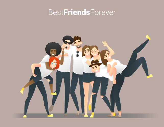 Group young friends having fun together Royalty Free Vector