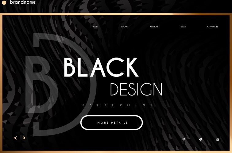 Web page design landing in black and gold Vector Image