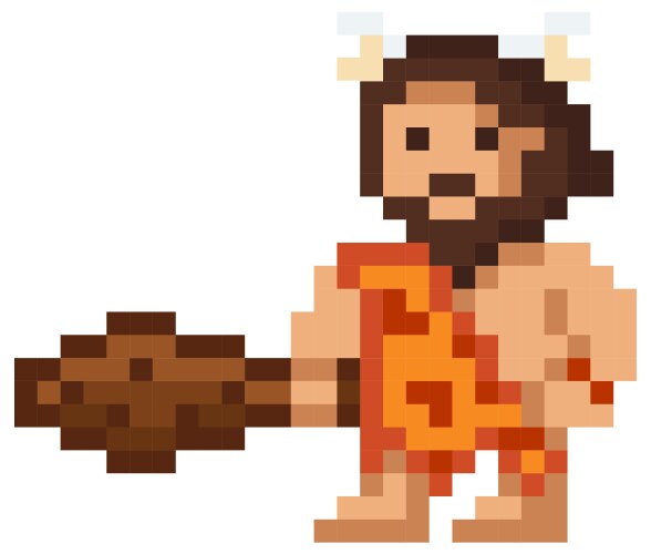 Prehistoric man pixel art isolated caveman 8 bit Vector Image