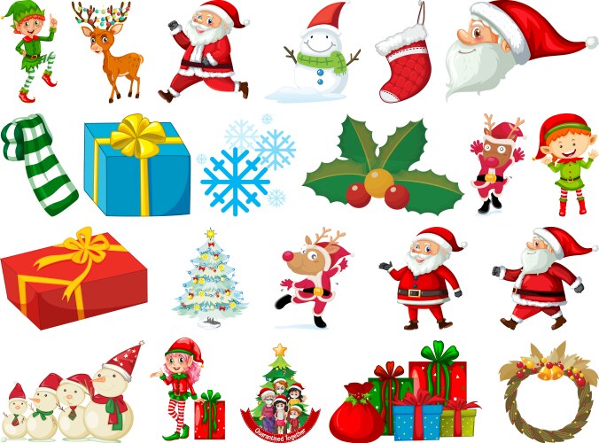 Cute santa claus clipart set Royalty Free Vector Image