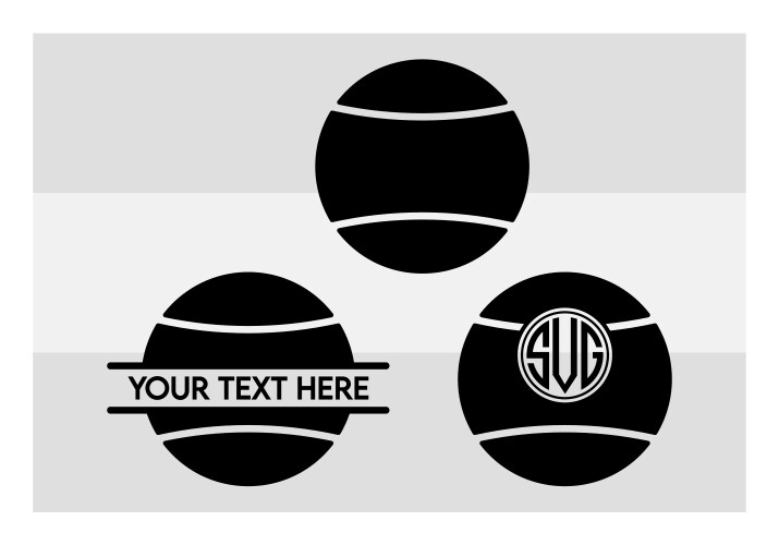 Tennis ball svg outline silhouette monogram Vector Image