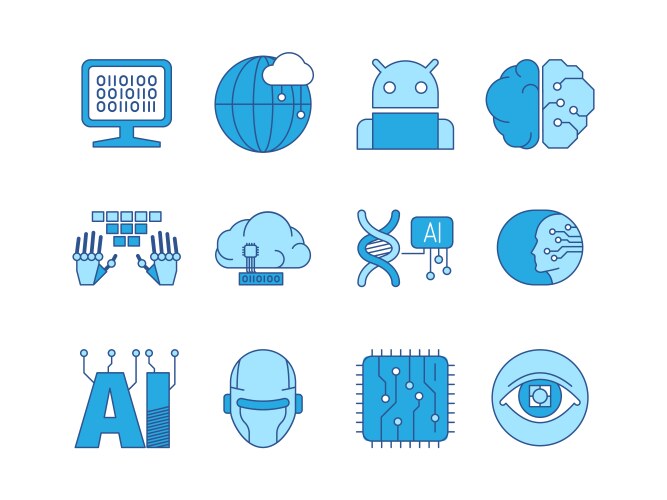 Generative ai artificial intelligence icon set Vector Image Generative ai artificial intelligence icon set Vector Image