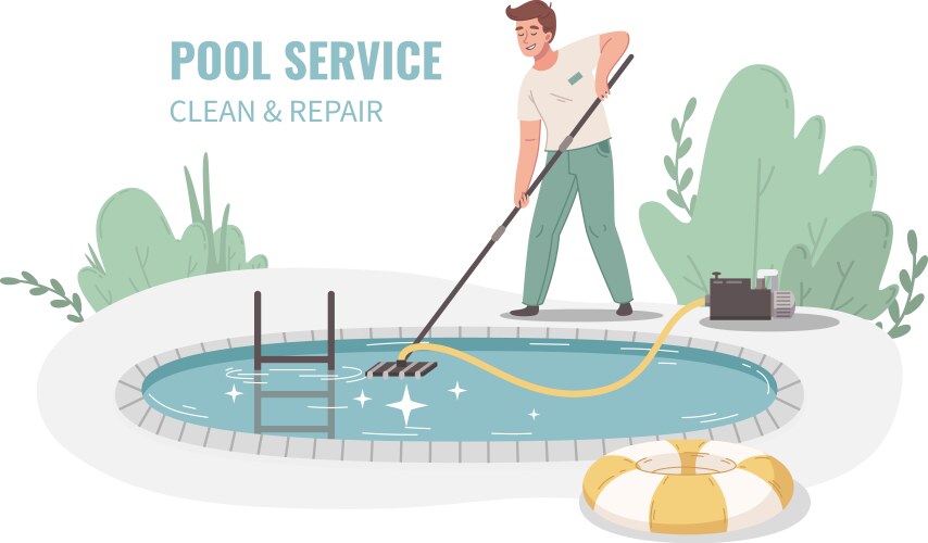 Small pool in garden on white background Vector Image