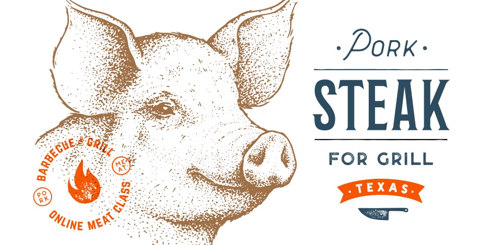 Pork pig head meat tag label Royalty Free Vector Image