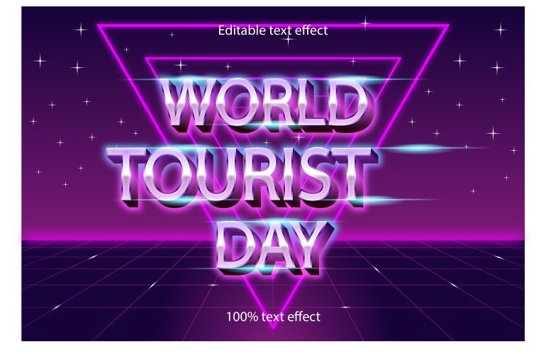 World tourist day text effect Royalty Free Vector Image