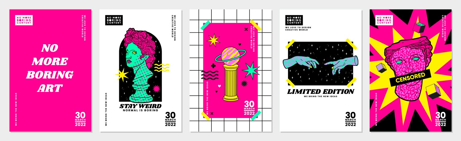 1960s psychedelic art set Royalty Free Vector Image