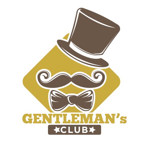Gentleman club label design with umbrella Vector Image