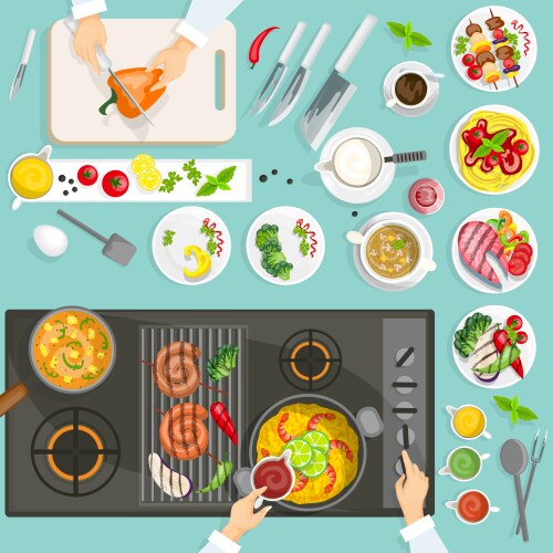 Chef and cooking concept Royalty Free Vector Image