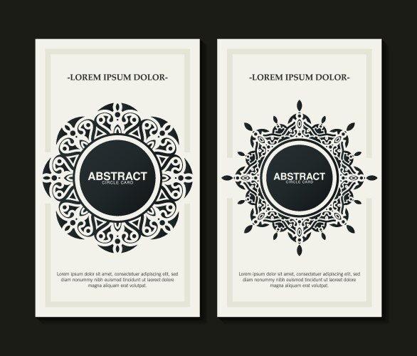 Flat border circle pattern card design Royalty Free Vector