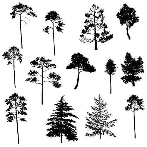Set of different landscapes with trees Royalty Free Vector
