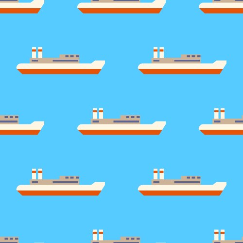 Boat & Seashell Pattern - Blue – Royalty-Free Vector | VectorStock