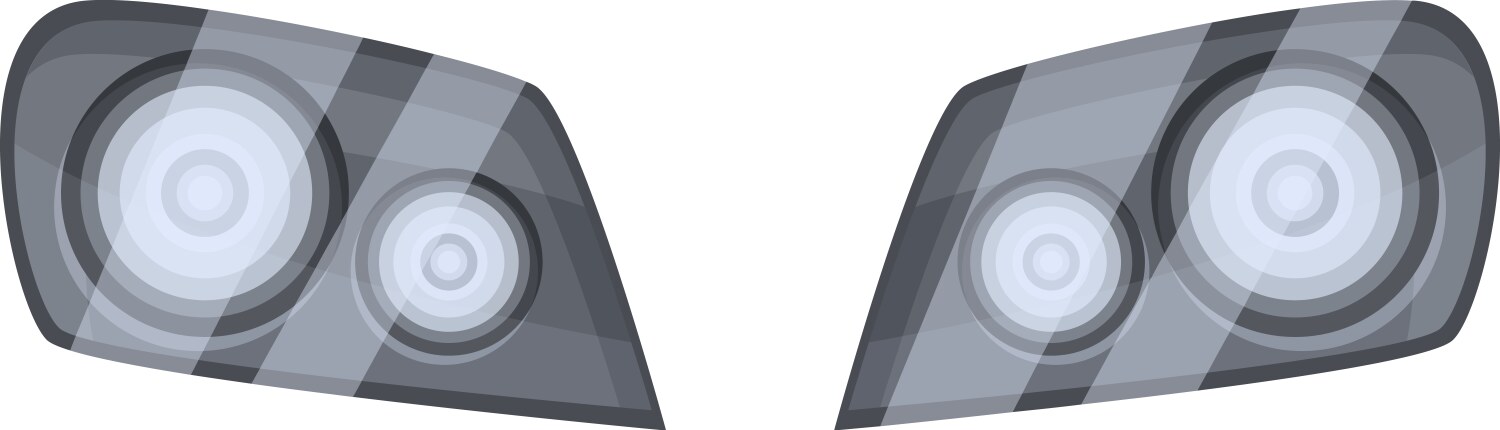 Two car headlights are shining in the dark Vector Image