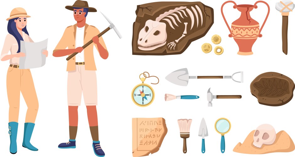 Archeology tools palaeontologist instrument Vector Image