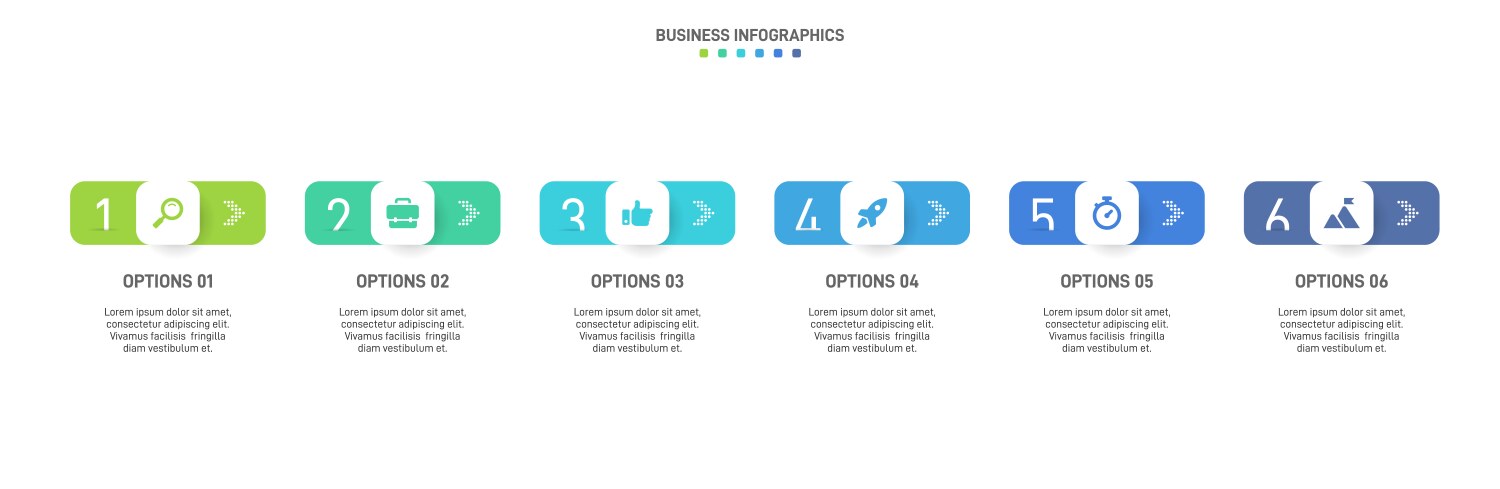 Horizontal progress bar featuring 6 arrow-shaped Vector Image