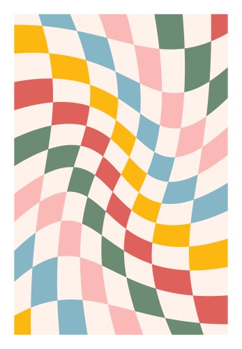 Psychedelic checkerboard colorful groovy hippie Vector Image