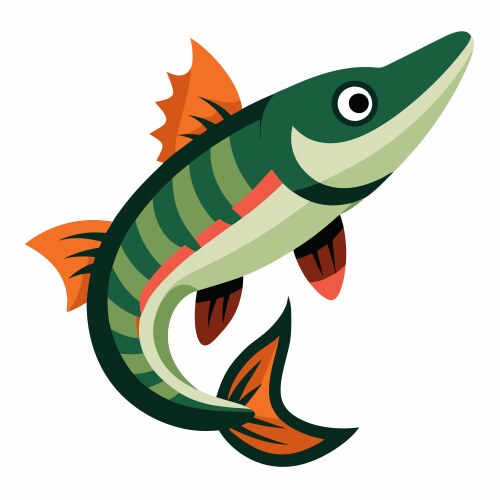 Chain pickerel fish angry kawaii Royalty Free Vector Image