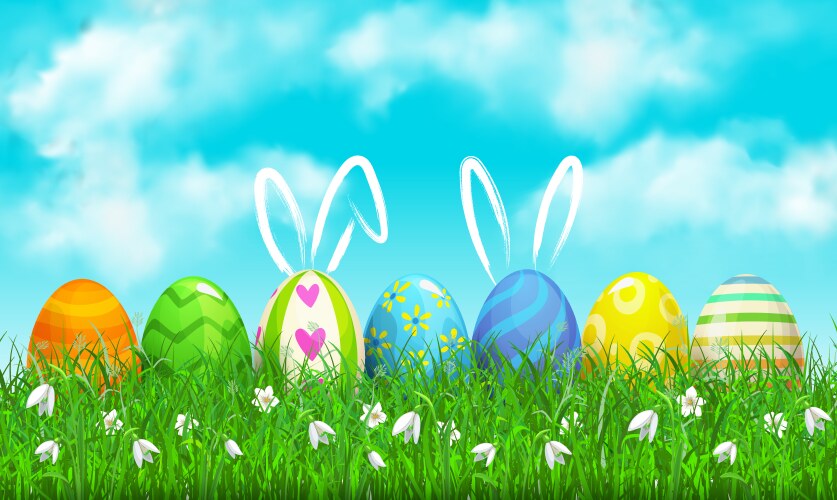 Easter green grass border design Royalty Free Vector Image