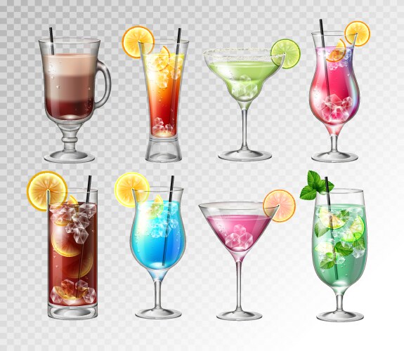 Set of realistic cocktails Royalty Free Vector Image