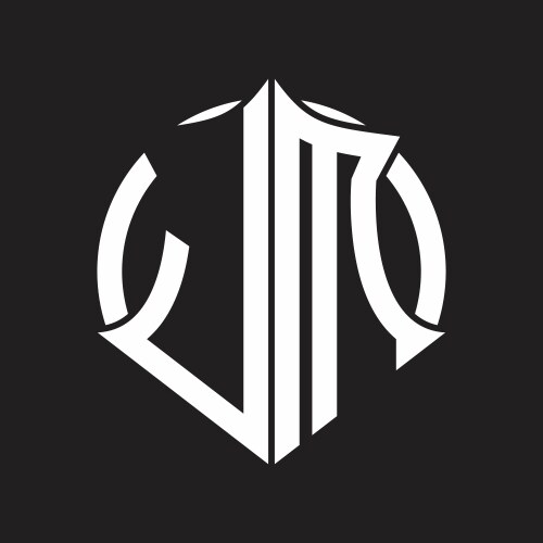 Jm logo initial with circle line cut design Vector Image