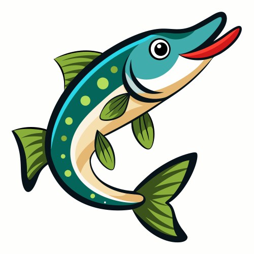 Chain pickerel fish dancing icon Royalty Free Vector Image