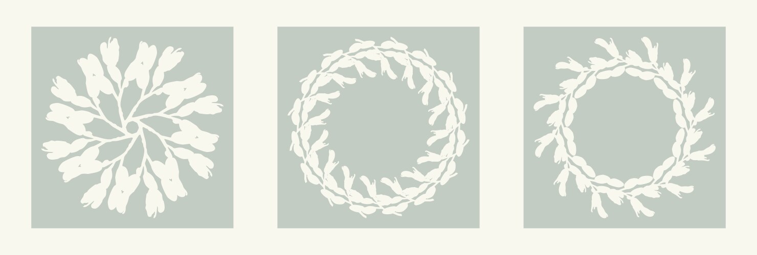 Handmade linocut organic wreath Royalty Free Vector Image