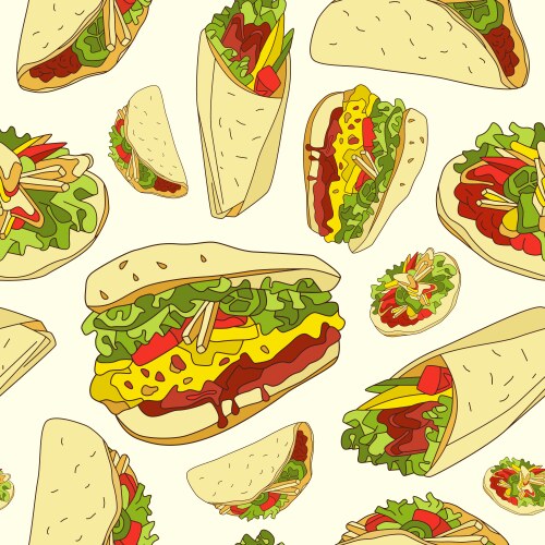 Background pattern with taco - mexican food Vector Image