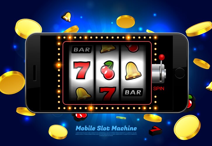 Slot machine mobile app 3d Royalty Free Vector Image