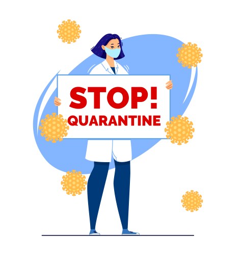 Quarantine flat cartoon Royalty Free Vector Image