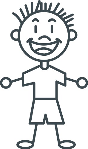 Happy boy with open arms icon stick figure Vector Image