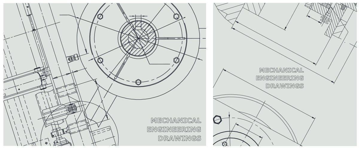 Blueprint set engine line drawing Royalty Free Vector Image