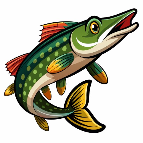 Chain pickerel fish speaks kawaii Royalty Free Vector Image