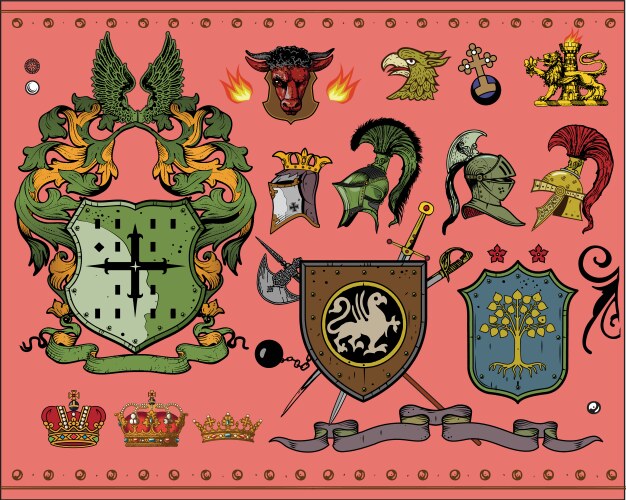 Set of heraldic elements Royalty Free Vector Image