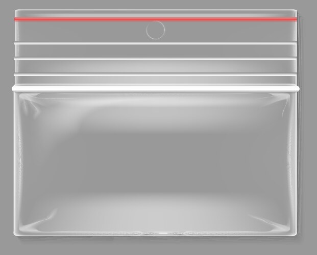 Zip lock plastic bag realistic transparent mockup Vector Image