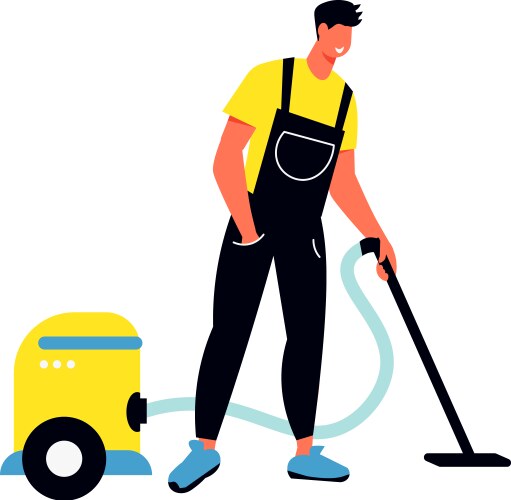 Man using vacuum cleaner Royalty Free Vector Image