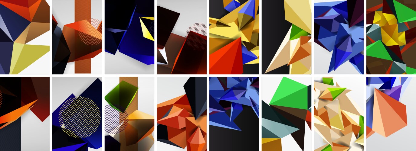 Set of low poly triangles poster geometric Vector Image