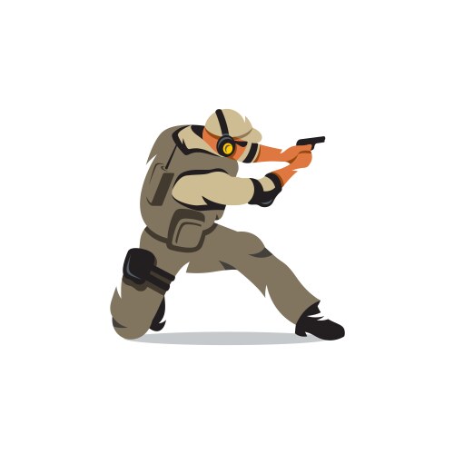 Tactical shooting cartoon Royalty Free Vector Image