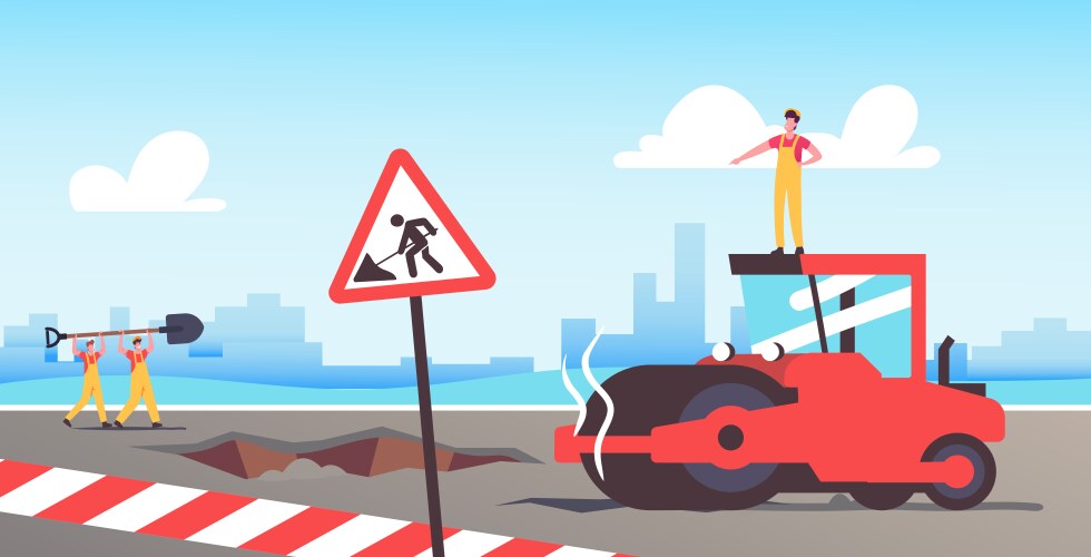 Asphalt paving machine isolated Royalty Free Vector Image