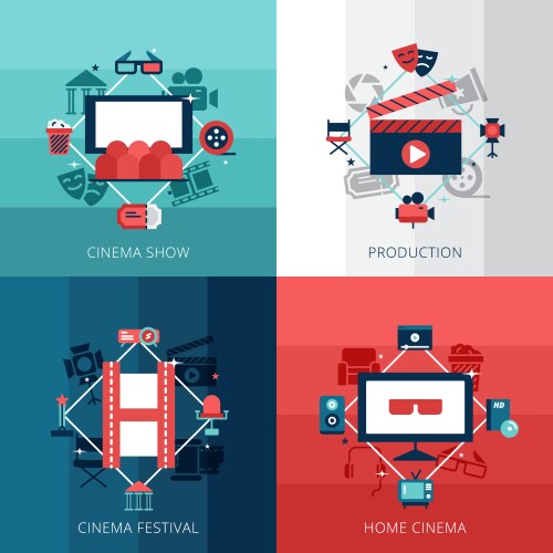 Cartoon doodles cinema Royalty Free Vector Image