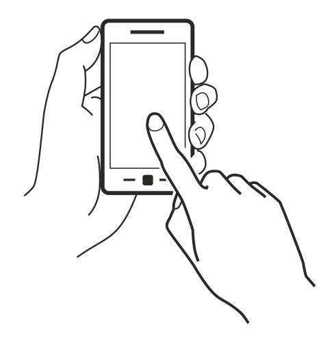 Hand holding phone digital communication line art Vector Image