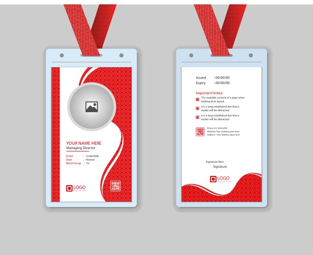 Elegant red and white id card design template Vector Image