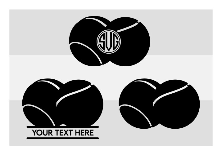 Tennis ball svg silhouette monogram Royalty Free Vector