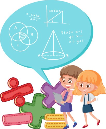 Children learning math with symbol and icon Vector Image