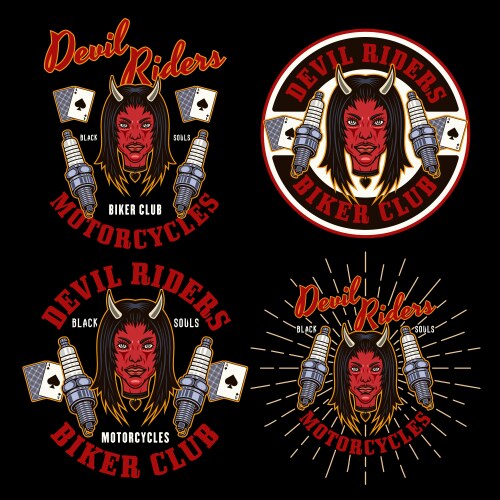 Set of biker emblems Royalty Free Vector Image